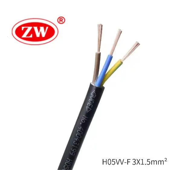 PVC H05VV-F Cable: Black or White Sheath