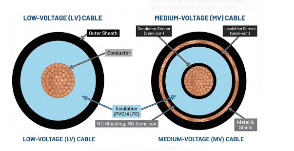 Low Voltage VS Medium Voltage Cable: Spotting the Differences